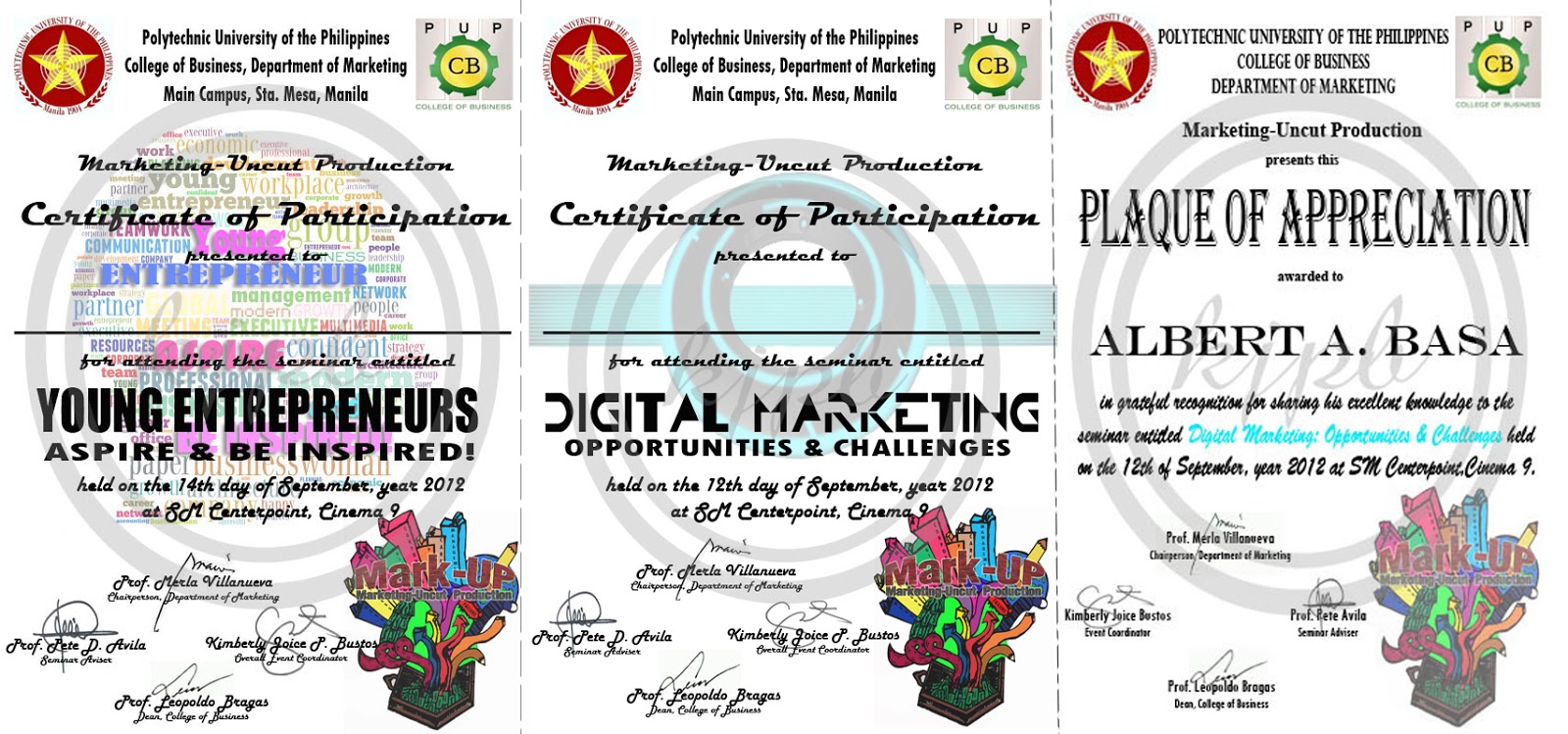 MY PORTFOLIO: Sample Certification Layout