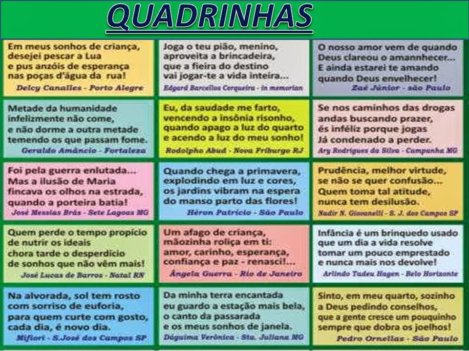 BLOG DA PROFESSORA FLOR: Quadrinhas - Trovas