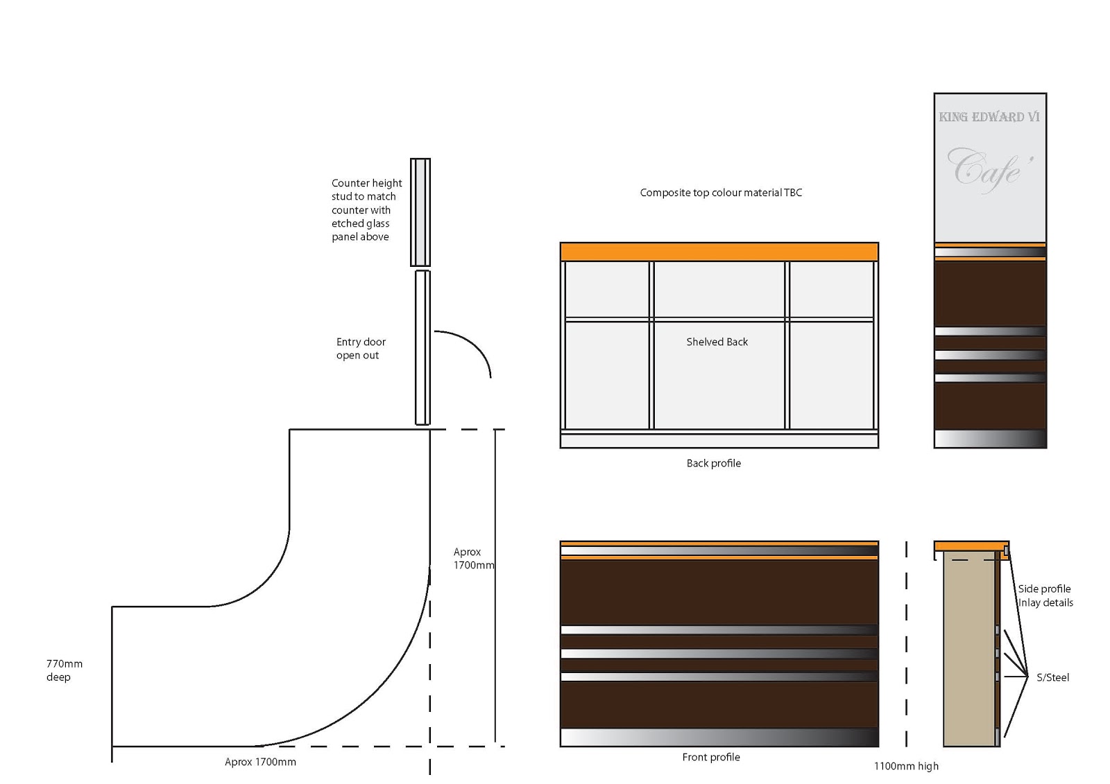 New 6th Form Block: Cafe area Kitchen counter design