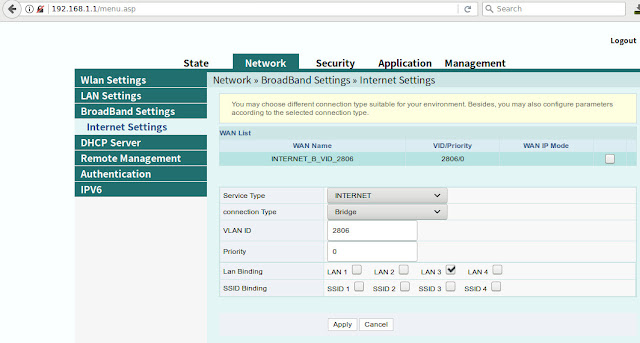 Blog Erwe: Pengalaman Setting Bridge di ONT Fiberhome IndiHome