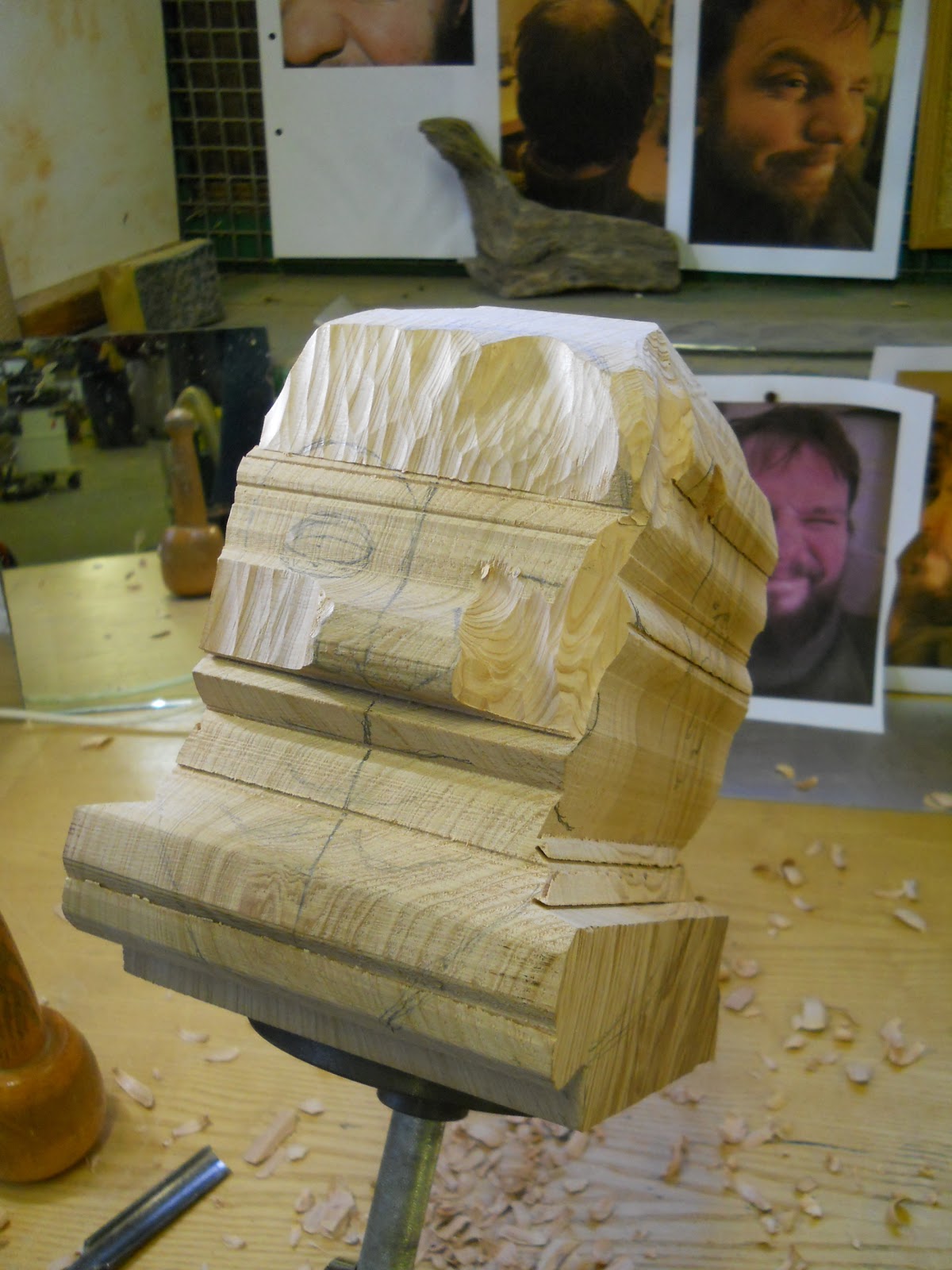 Carving a self portrait in wood for 'Cornucopia' at the Grant bradley ...