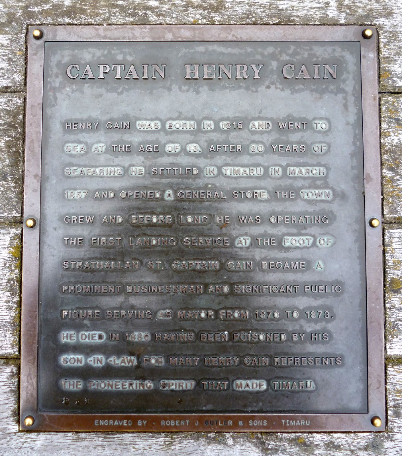 Dr Tony Shaw: Captain Henry Cain in Timaru, New Zealand