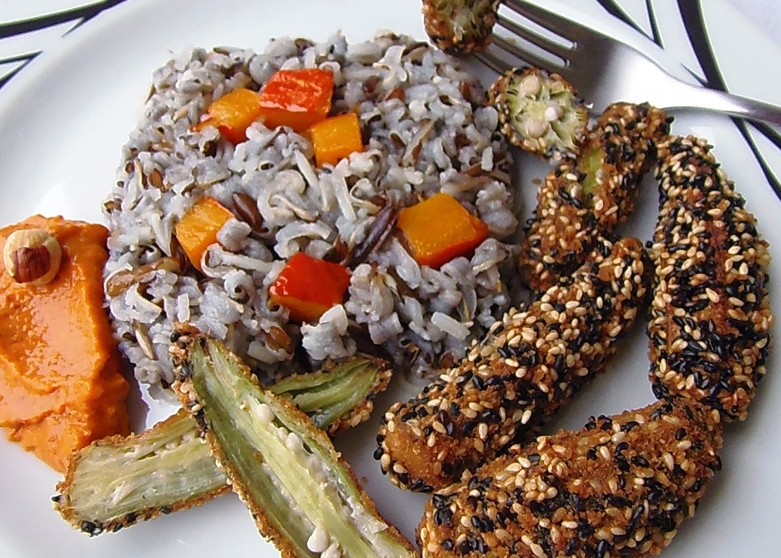 Pellaprat: Bamija pohana u sezamu i kestenovom brašnu