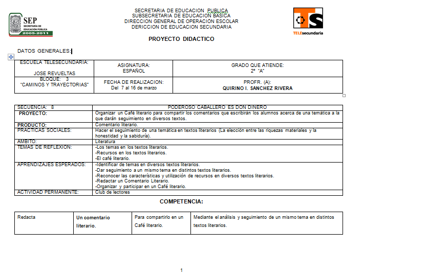 EDUCIEN: PLANEACION POR PROYECTOS