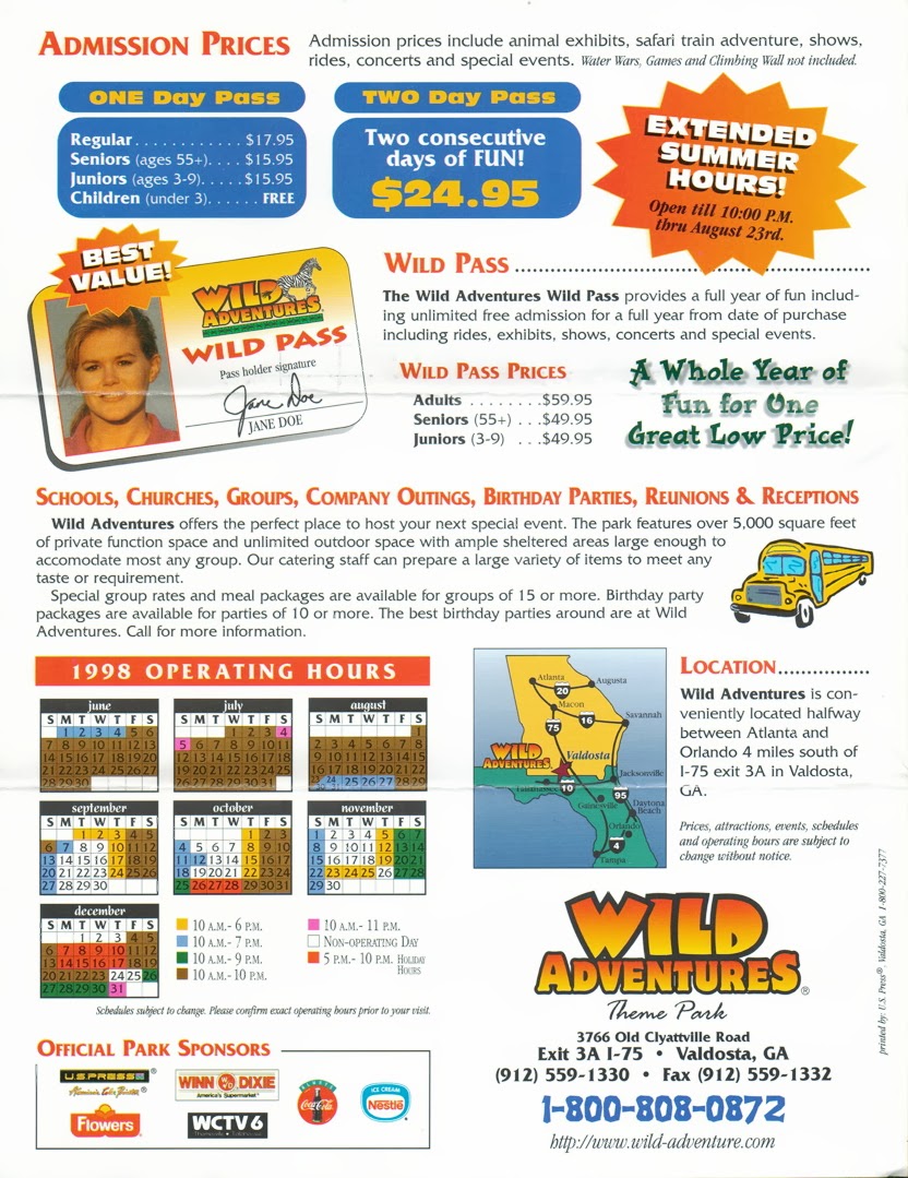 NewsPlusNotes: From The Vault: Wild Adventures 1998 Brochure + Map