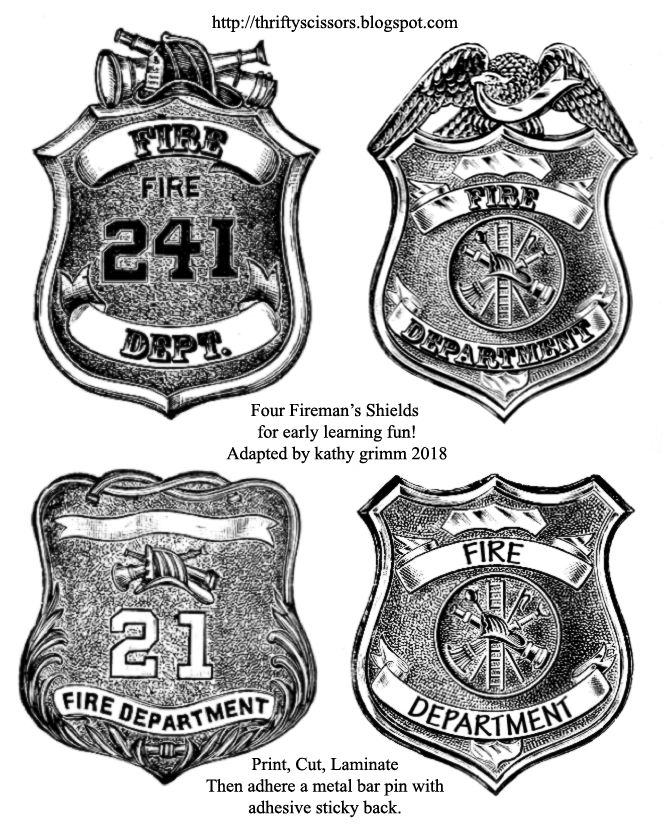 Fireman's or woman's badge for playtime. | Thrifty Scissors