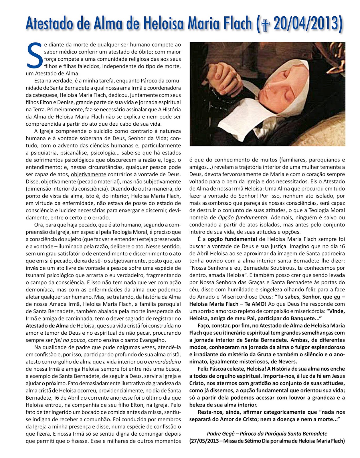 Iniciação Cristã da Paróquia Santa Bernadete: Atestado de Alma de ...