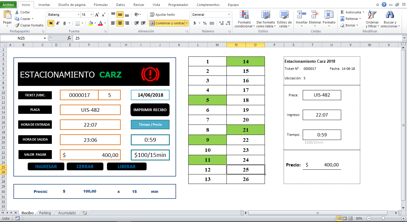 mini aplicaciones en Excel: Control de Estacionamiento en Excel ...