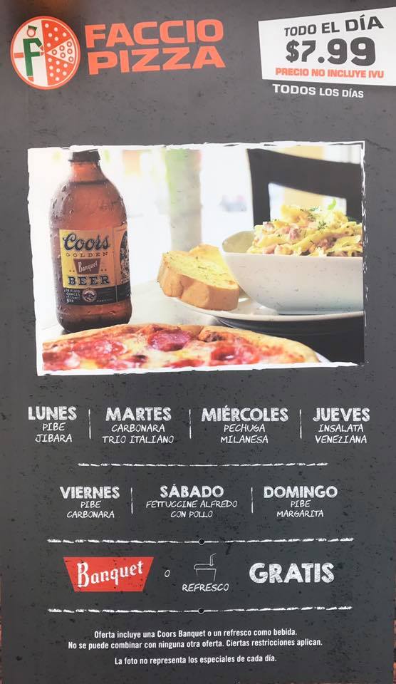 Ahorros Diarios Usando Cupones: Oferta del Día en Faccio Pizza