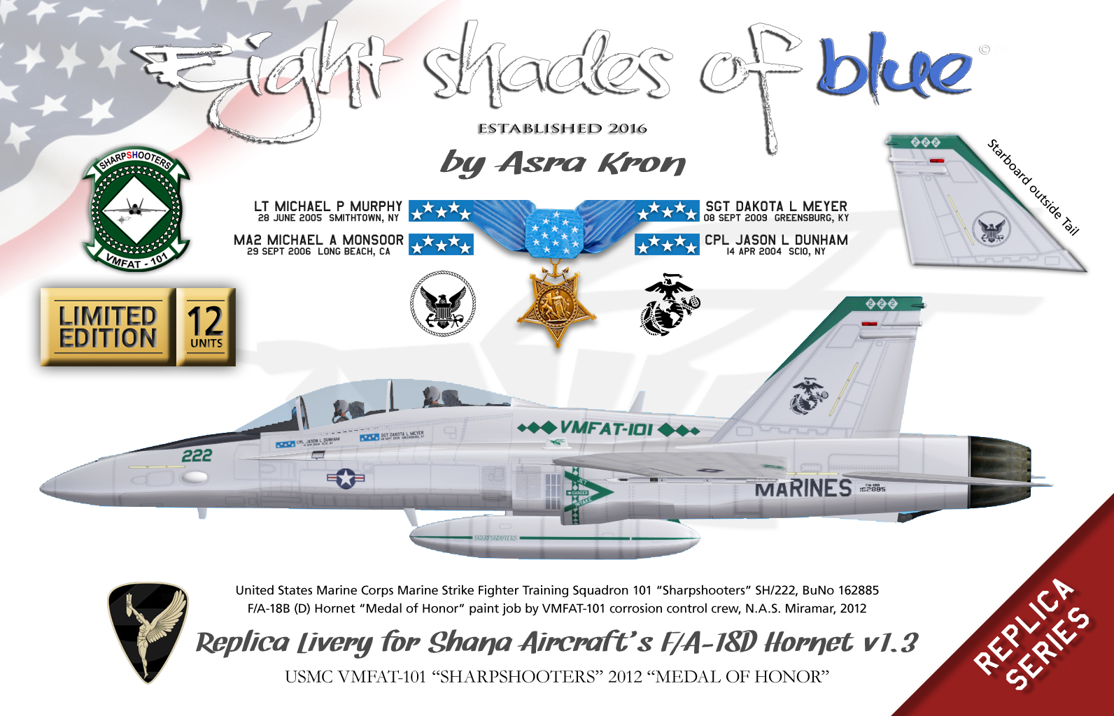 Eight Shades of Blue: USMC F/A-18D Hornet VMFAT-101 2012 "Medal of Honor"