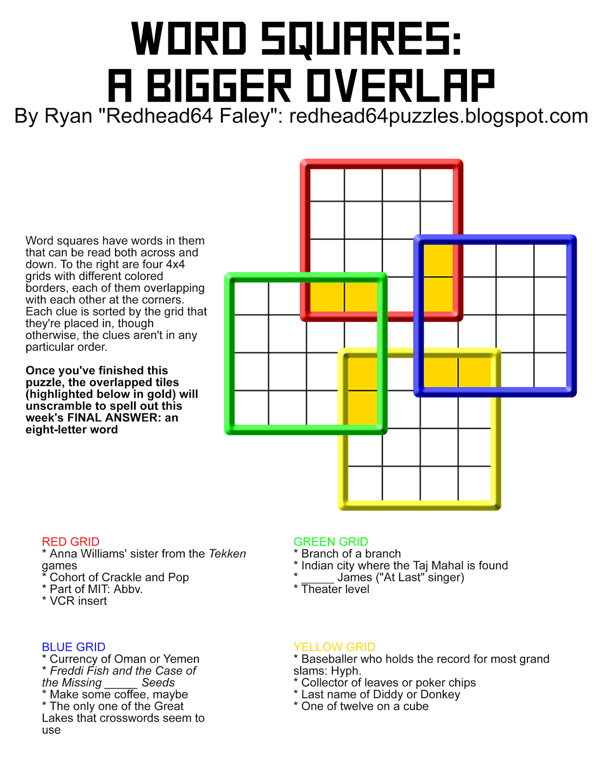 Redhead64's Obscure Puzzle Blog!: PUZZLE #75: Word Squares: A Bigger ...