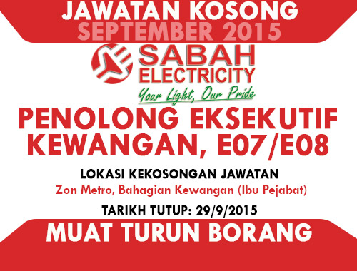 Jawatan Kosong Penolong Eksekutif Kewangan, E07/E08 - SESB | September ...