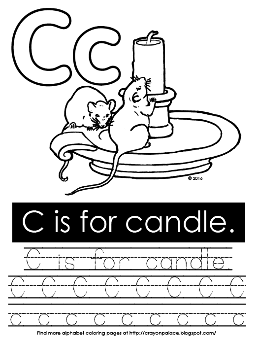 Crayon Palace: "C is for candle" alphabet coloring page