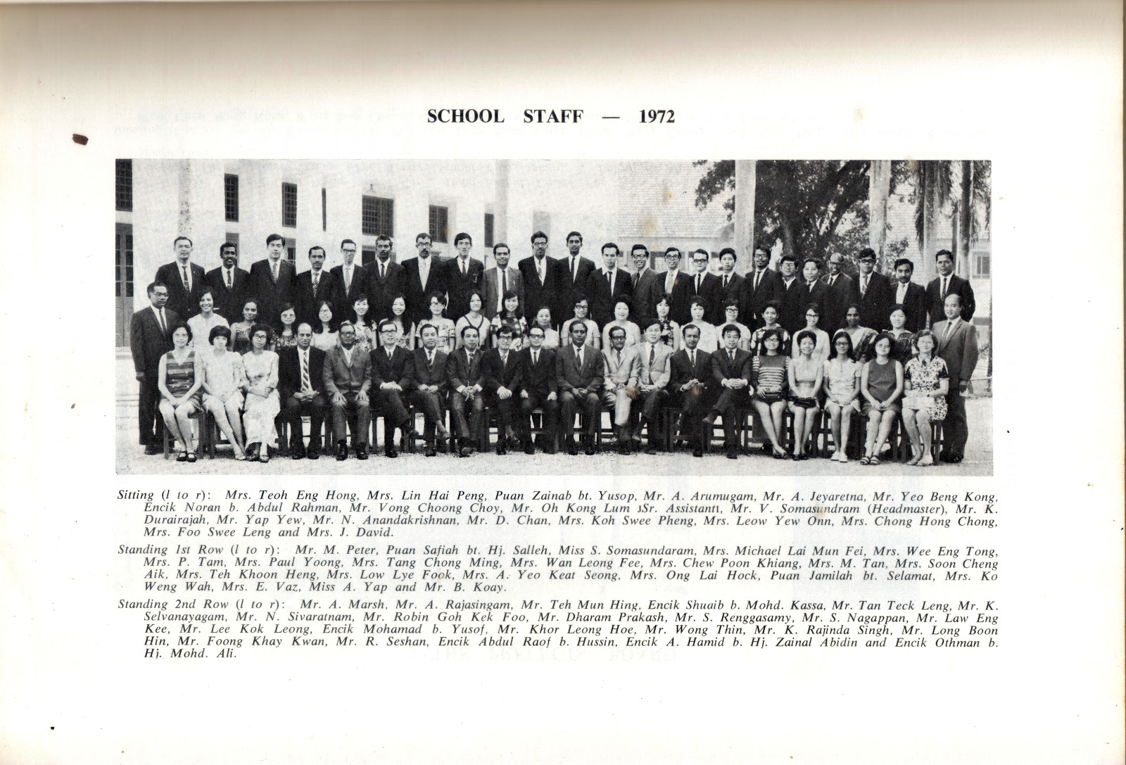 Victoria Institution Kuala Lumpur Archives (1962 to 1975): 1972 V I Staff