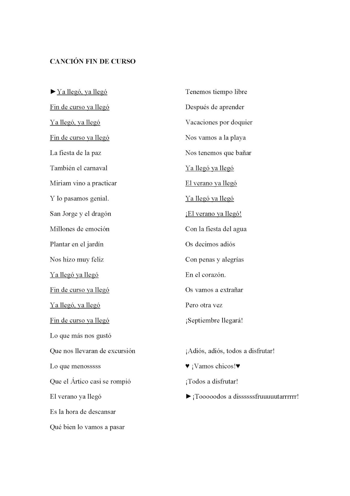 PractiCole: CANCIÓN FIN DE CURSO