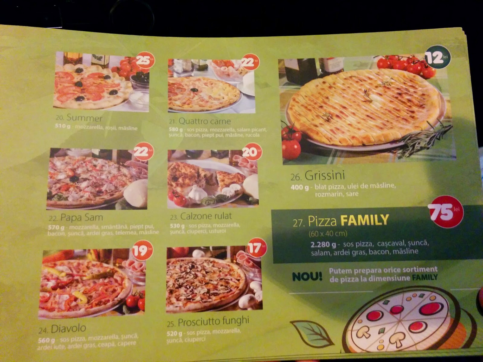 Meniu Restaurant Papa Sam Timisoara