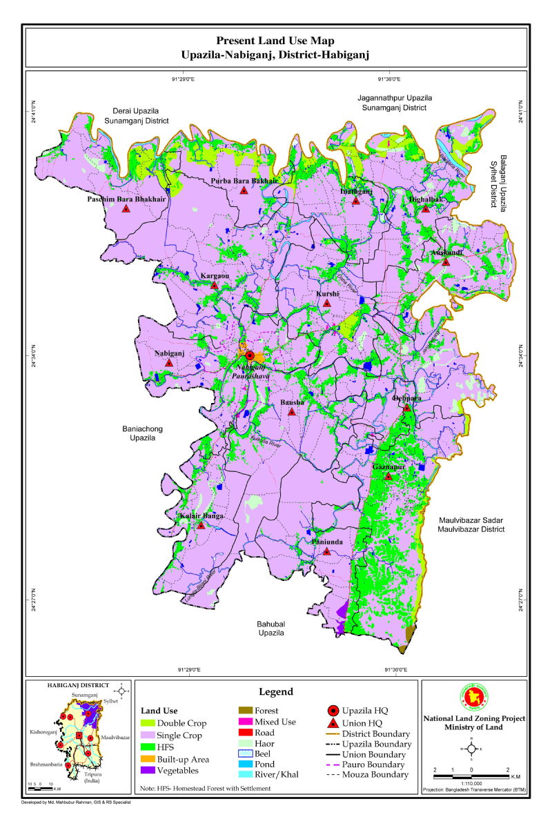 Mouza & Land Use Maps of Nabiganj Upazila, Habiganj, Bangladesh ...