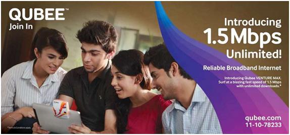Advertising in Pakistan: QUBEE | Introducing 1.5 Mbps Unlimited! Reliable Broadband Internet
