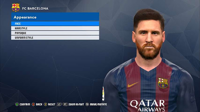 Leo Messi Face with 3D Beard - PES 2017 - Patch PES Baru