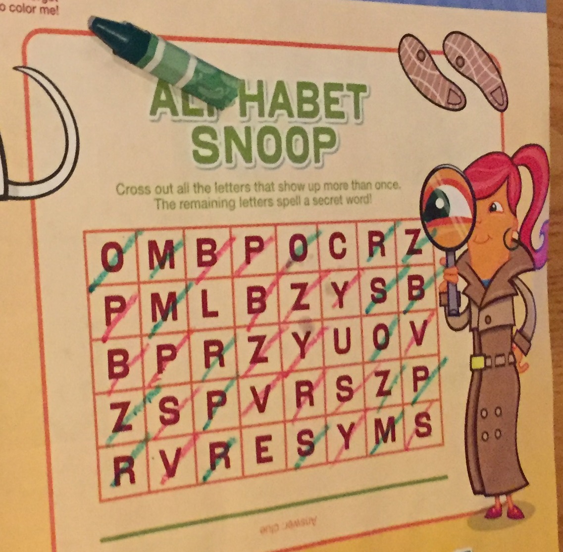 Kindergarten and Mooneyisms: Alphabet Snoop
