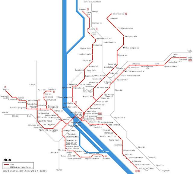 Streetcars and Spatial Analysis: Riga Latvia Tram Route Map