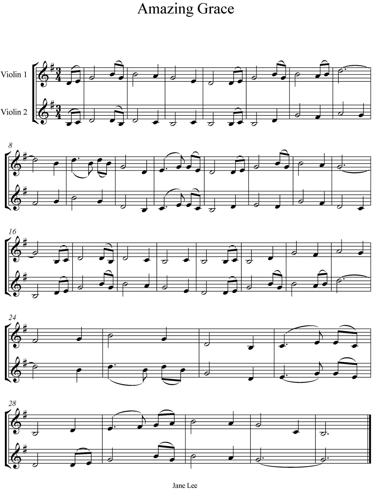 Ripple Thoughts: Amazing Grace Violin Duet