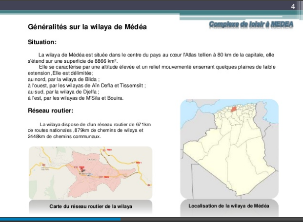 Analyse d'un complexe de loisir à Médea