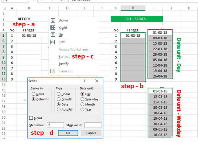 Cara Menggunakan Menu Editing Fill Series Di Excel