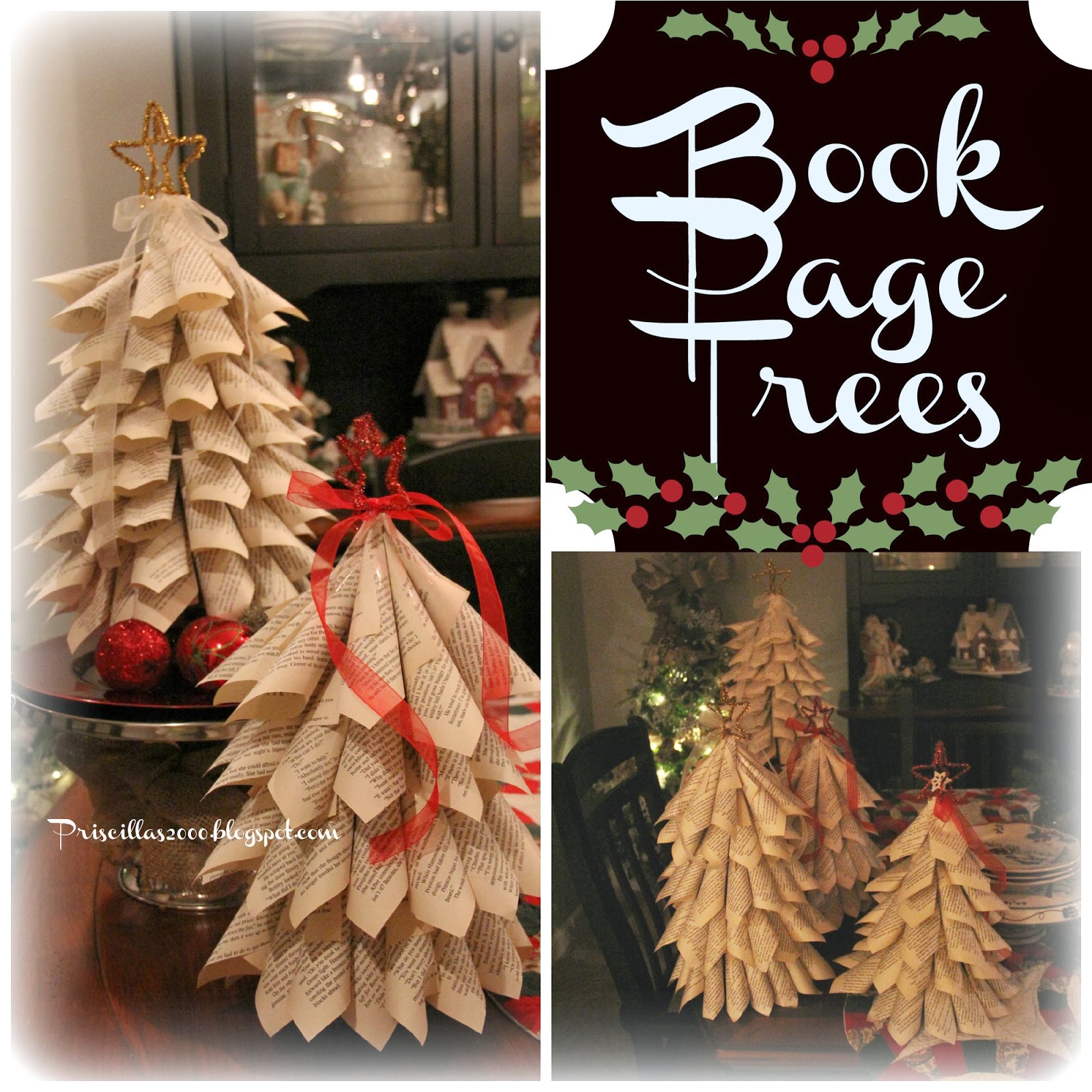 Priscillas: Christmas Crafting..Book Page Trees