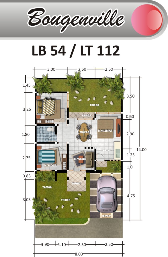 Denah rumah type 54 - Desain Rumah