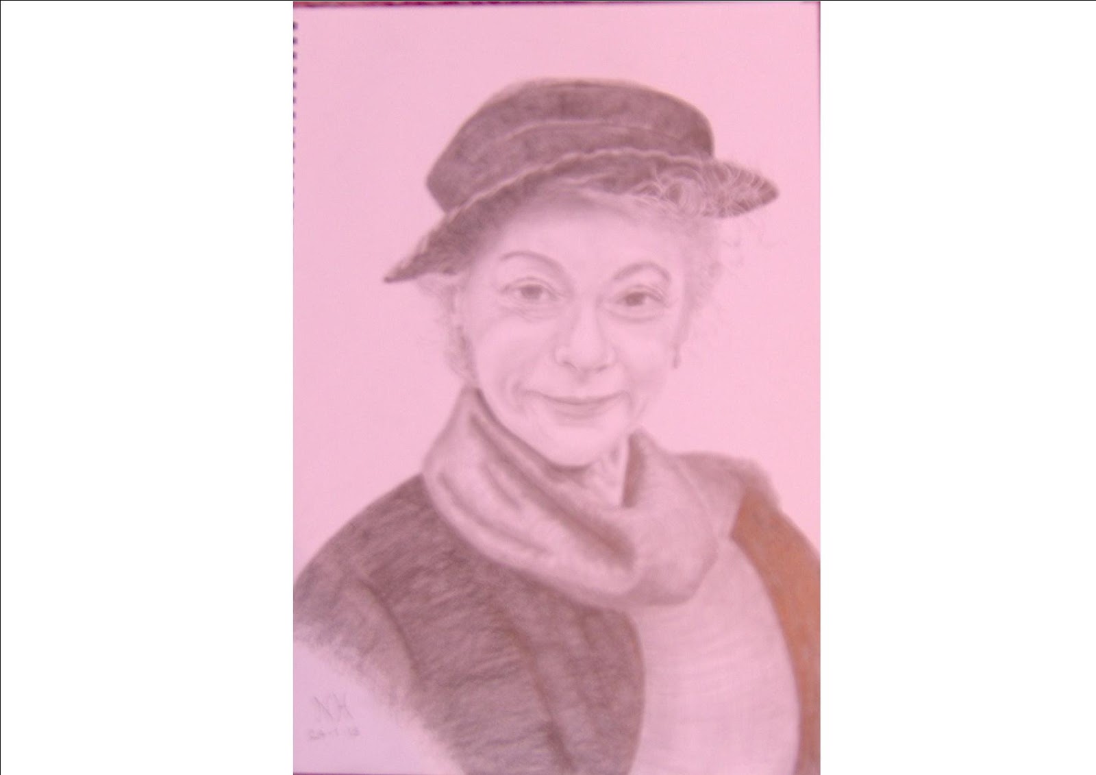 Paintings and Drawings by Nick Harvey: Miss Marple portrait in pencil