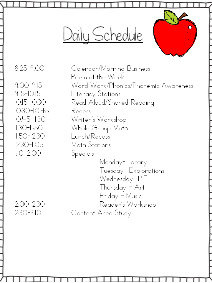 Daily Schedule My Kindergarten Classroom Pinterest Daily Schedule My Kindergarten Classroom Pinterest