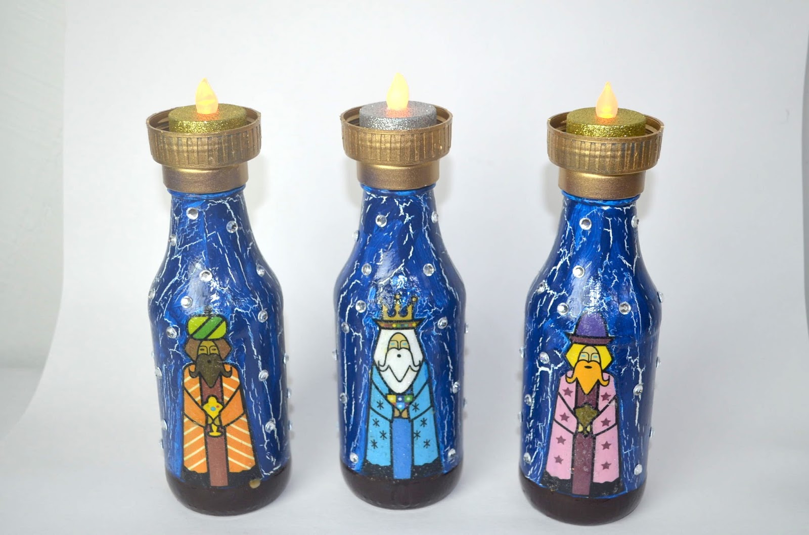 Fábrica de Manualidades: REYES MAGOS. PORTAVELAS CON BOTELLAS DE VIDRIO ...