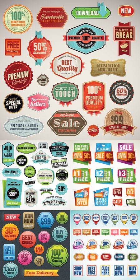 Quality Graphic Resources: Vector Stickers and Labels
