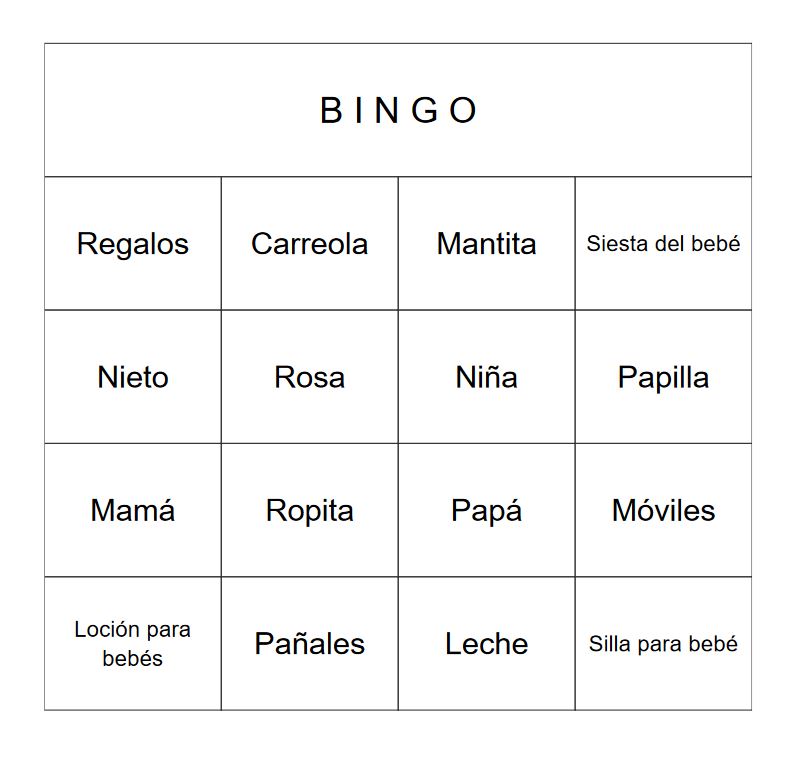 Bingo para descargar Baby Shower. - Blog de imágenes