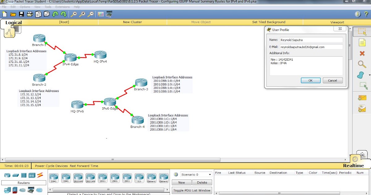 Petualang Mencari Ilmu: PKA 8.1.2.5 Packet Tracer - Configuring EIGRP ...