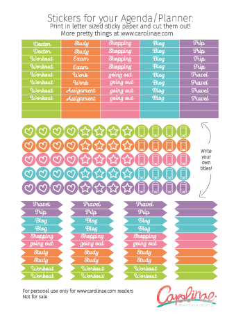 Carolinae: Freebie: Stickers Imprimibles para tu Agenda / Printable ...