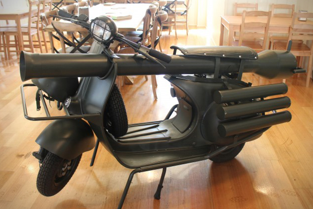 2 stroke scooters: Deadly Vespa with built in anti tank cannon