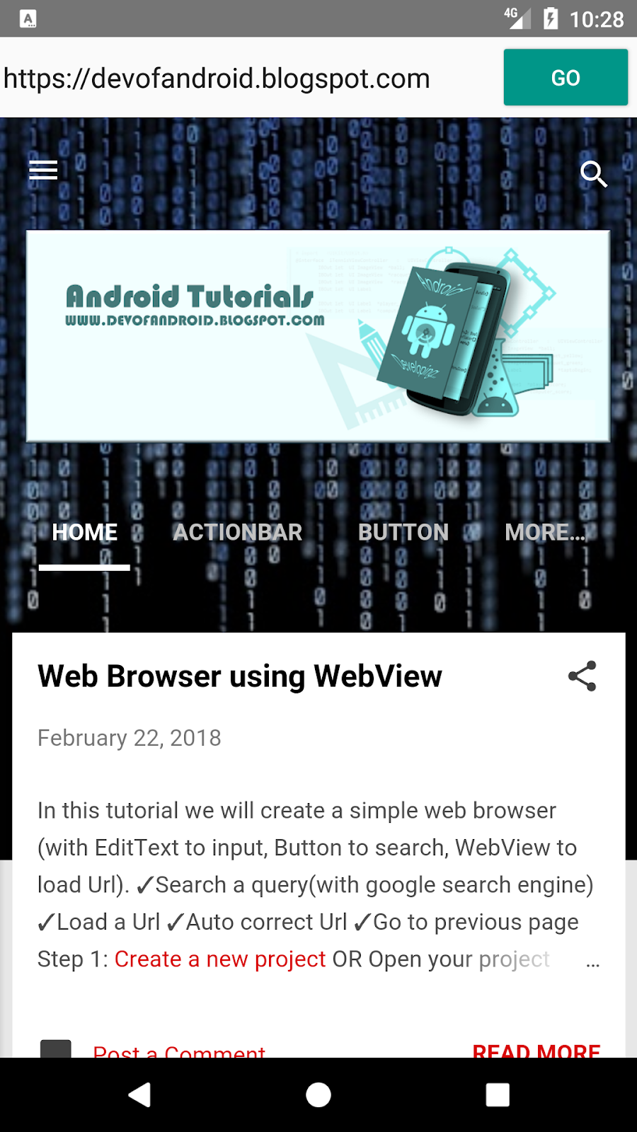 Web Browser using WebView