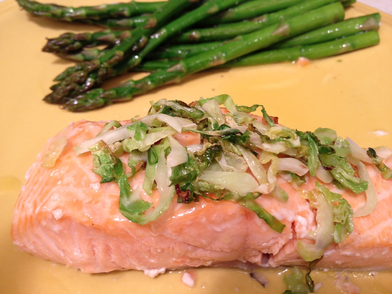 Sea Salt n Pepa: Slow Cooked Salmon with Shredded Brussel Sprouts