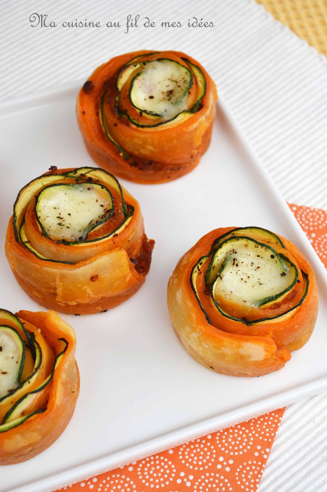Ma cuisine au fil de mes idées...: Roses feuilletées à la courgette ...