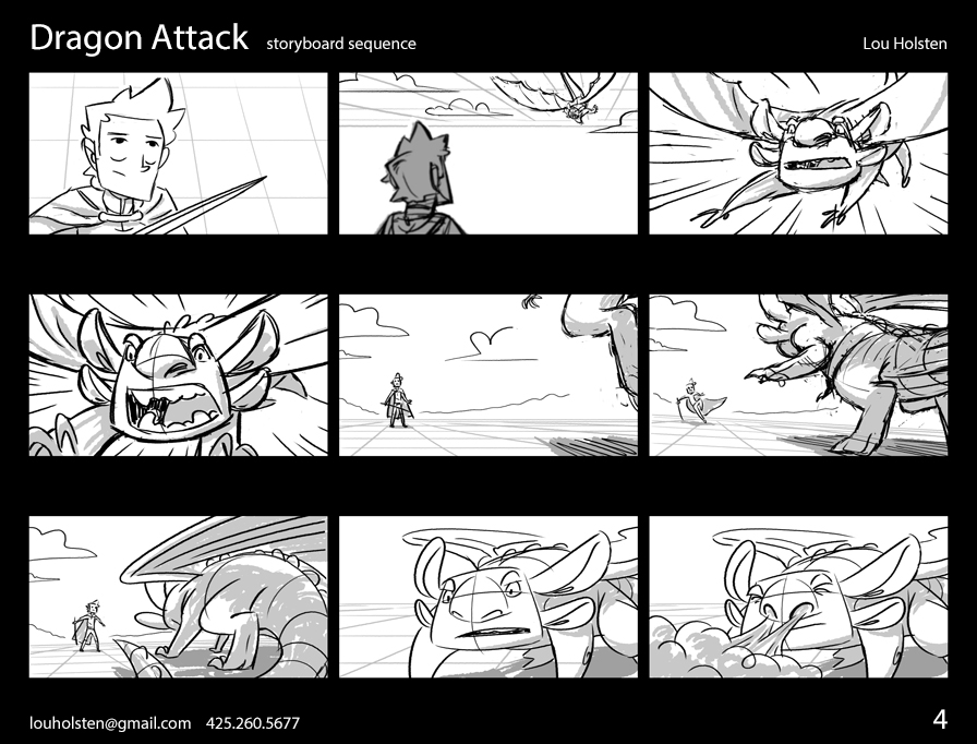 Lou Holsten's Storyboard Portfolio: Dragon Attack