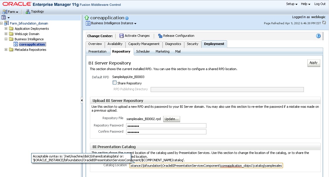 Oracle Business Intelligence: Deploying RPD and Catalog in BI 11g