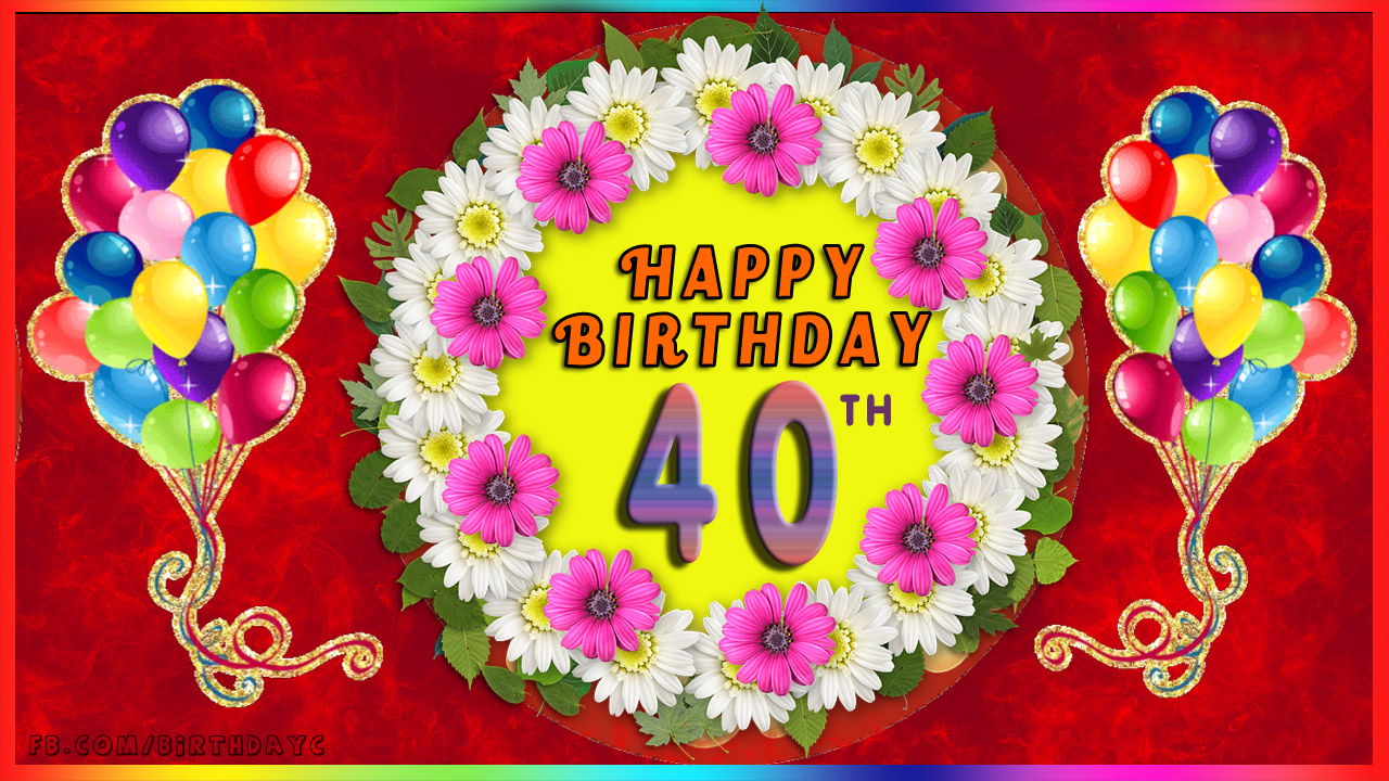 40th Birthday Images, Greetings Cards for age 40 years