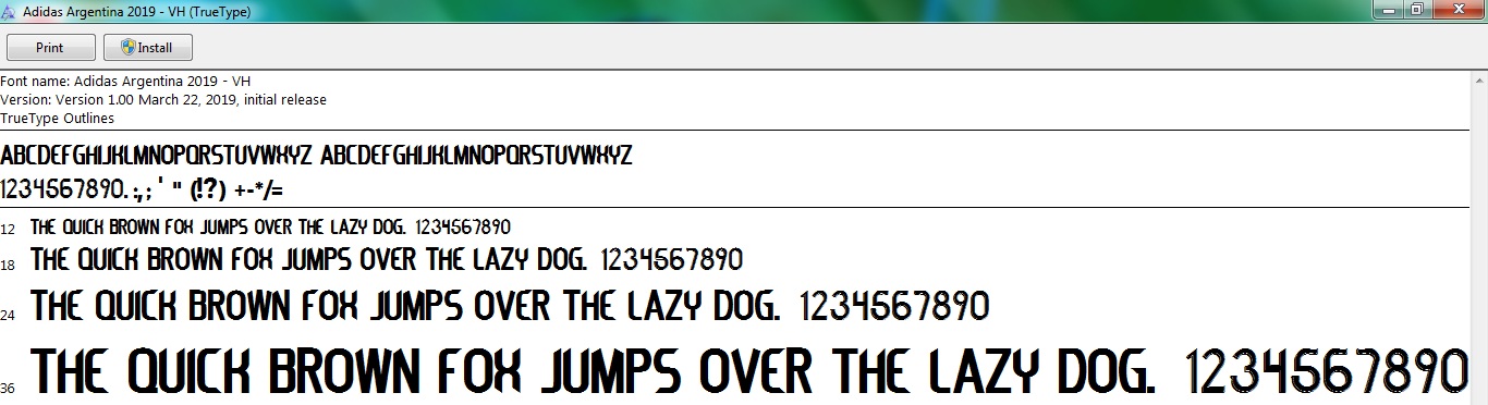 Font Number Football: Font Adidas 2019-2020 Argentina