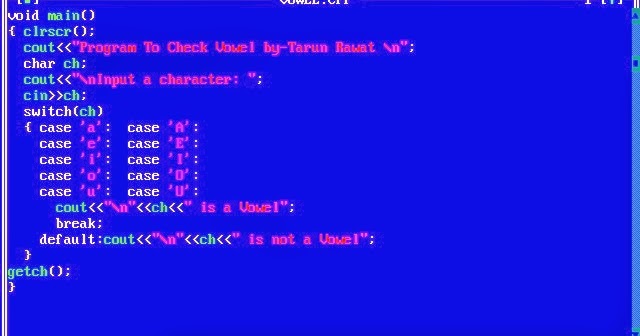 C Programming Check Whether Input Alphabet Is A Vowel Or Not