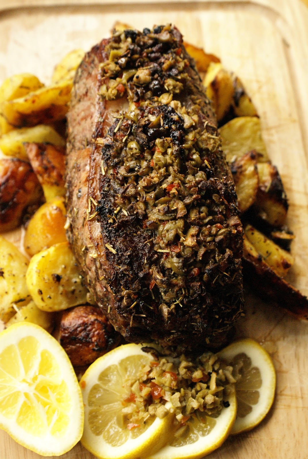 The Nomadic Feast Kitchen: Greek-Inspired Olive Crusted Roast Beef with ...