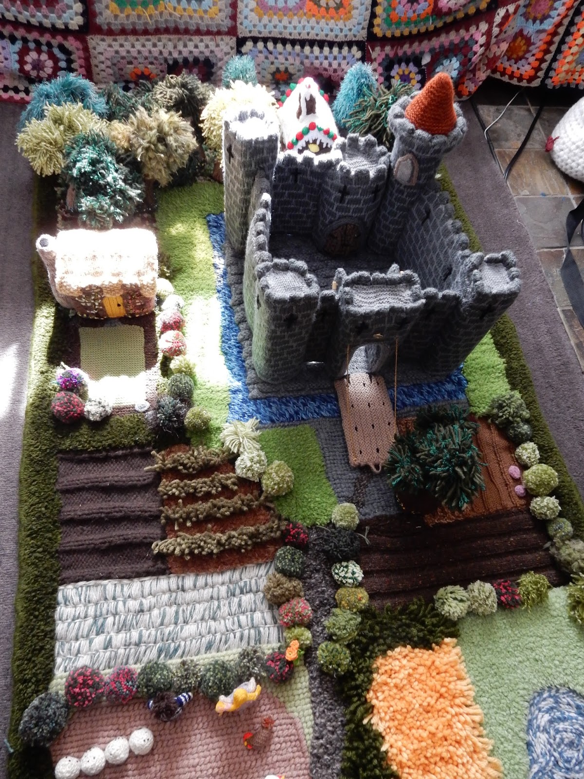 Fantasy Land - The Knitted Farmyard Rug and Castle scene.: 2015