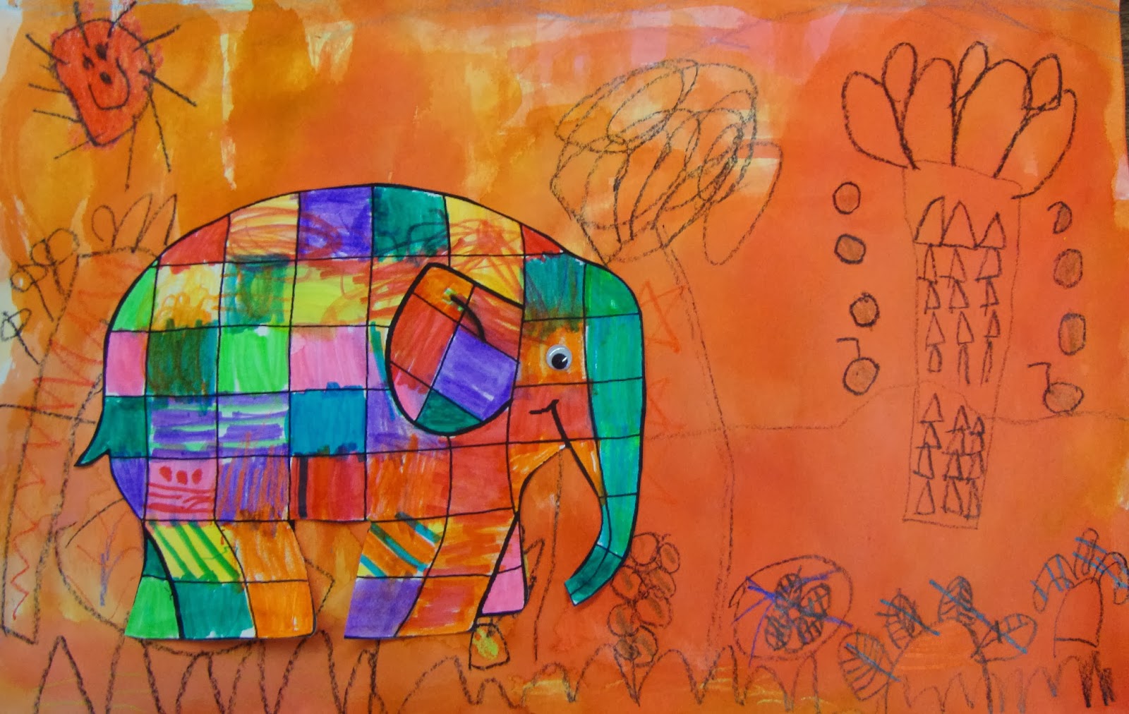 Miss M's Art Room: 1st Grade Elmer the Elephant Collage
