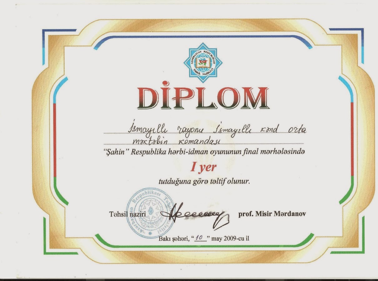 Hərbiçi Müəllim: Diplomlar